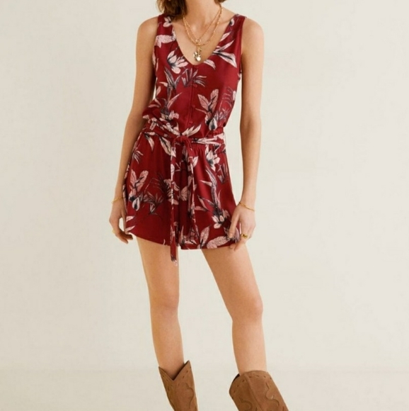 Mango | Pants & Jumpsuits | Mango Flower Printed Romper | Poshmark